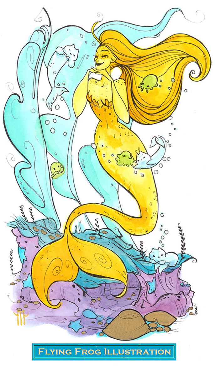 Flying Frog Illustration by Artist Holly Hawks – Real Fantastic Art